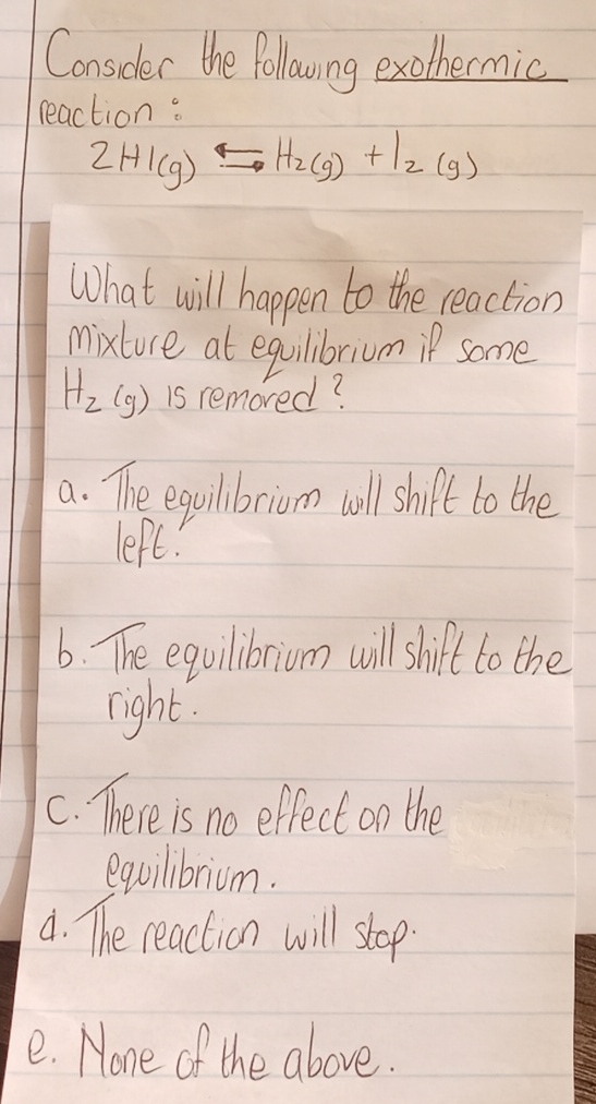 Consider the following exothermic | Chegg.com