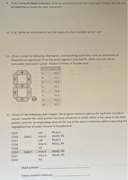 Solved 9. (5 pt.) Using the bls.b mnemonic, write an | Chegg.com