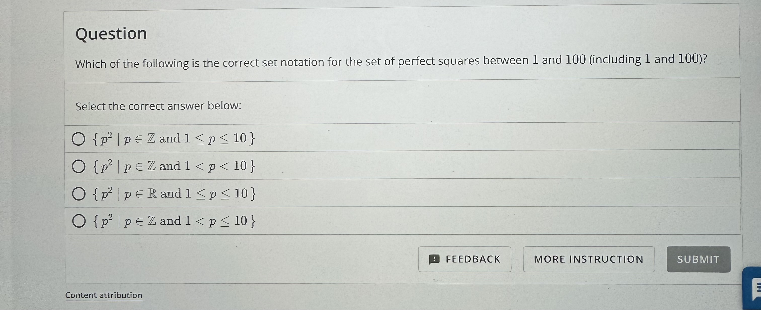 Solved QuestionWhich of the following is the correct set | Chegg.com