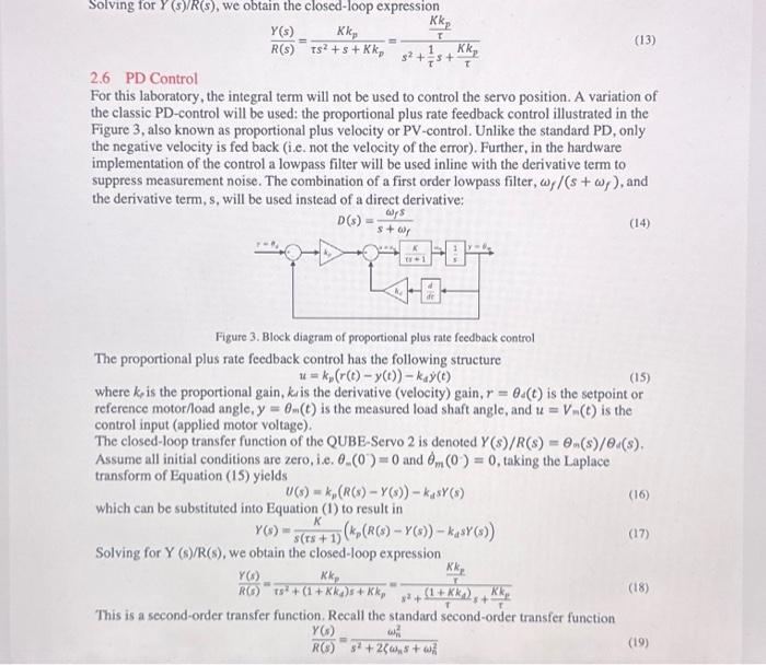 Solved 1. (P-Control) Find kp as a function of ωn and ζ. | Chegg.com