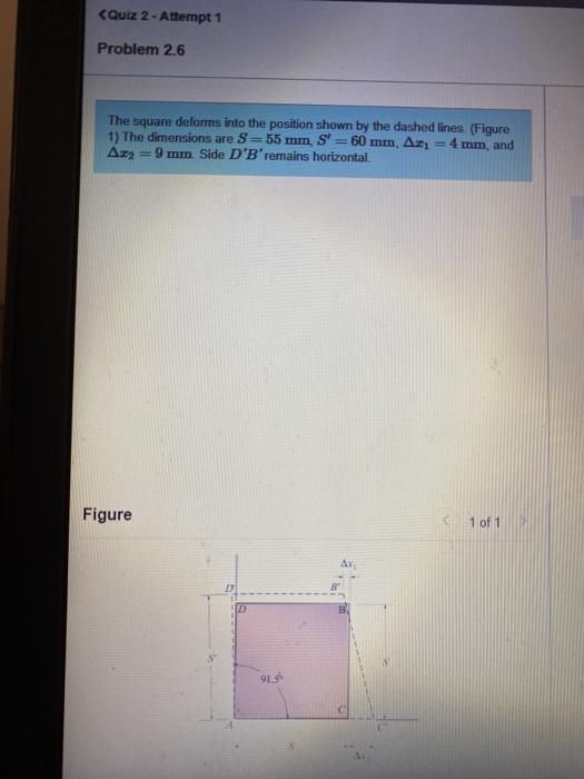 Solved The square deforms into the position shown by the | Chegg.com