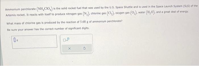 Solved Ammonium perchlorate (NH4ClO4) is the solid rocket | Chegg.com