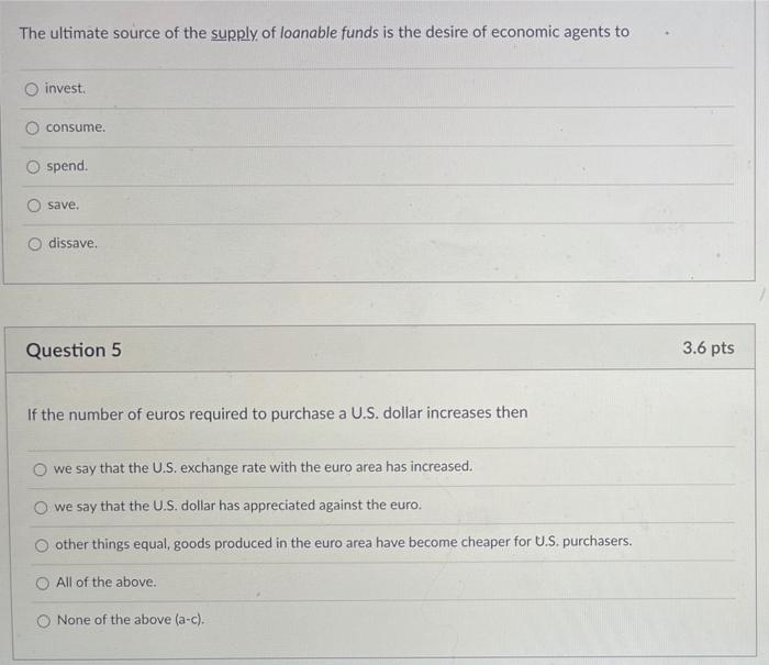 Solved The ultimate source of the supply of loanable funds | Chegg.com