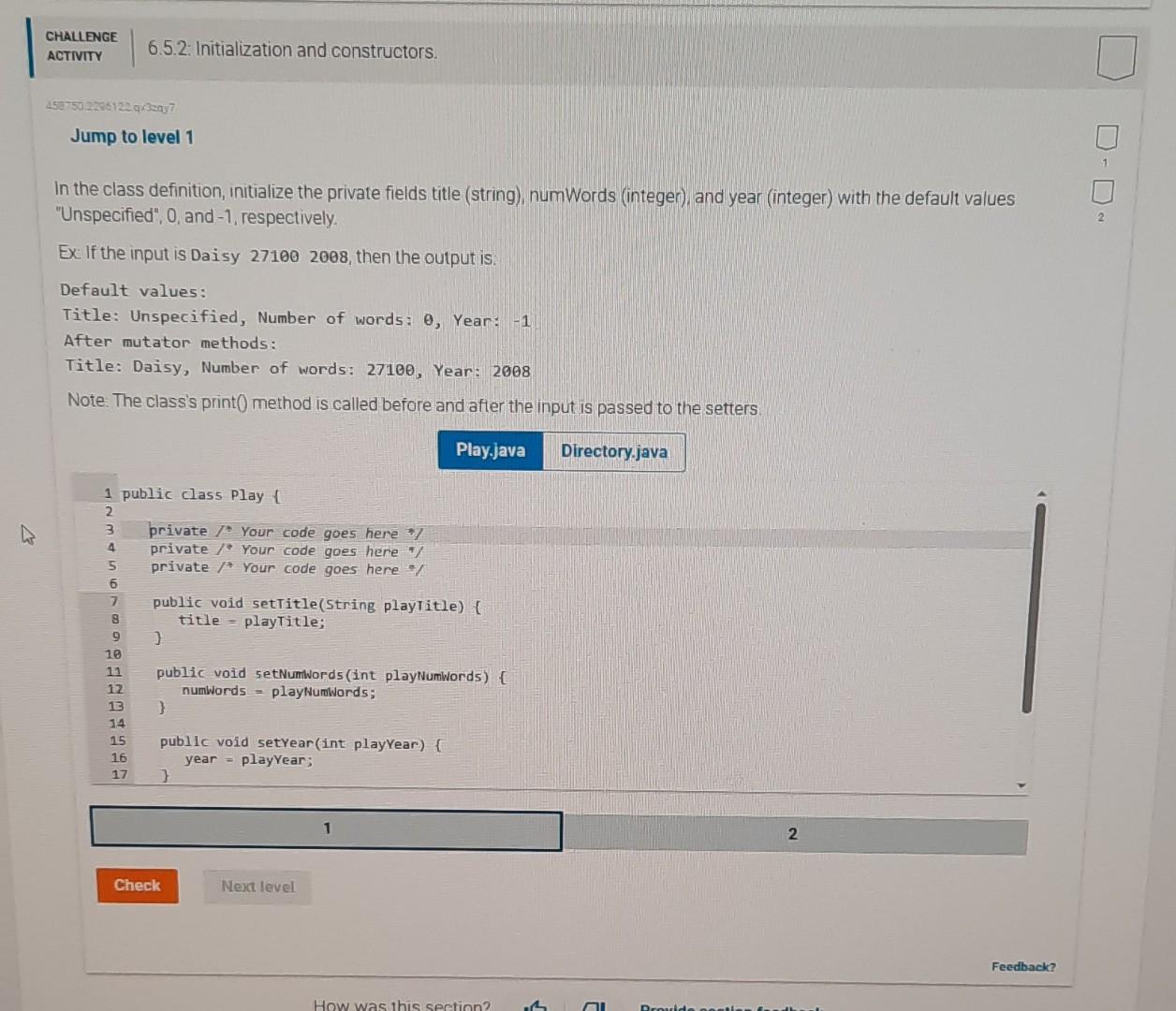 Solved CHALLENGE 6.5.2 Initialization and | Chegg.com