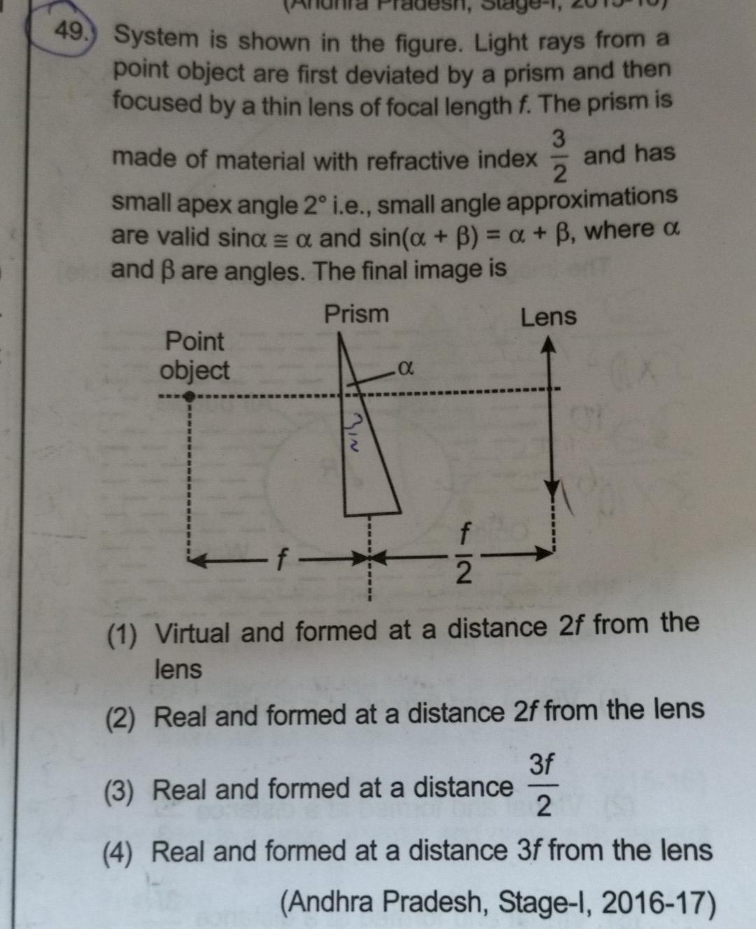 Solved 49. System is shown in the figure. Light rays from a | Chegg.com