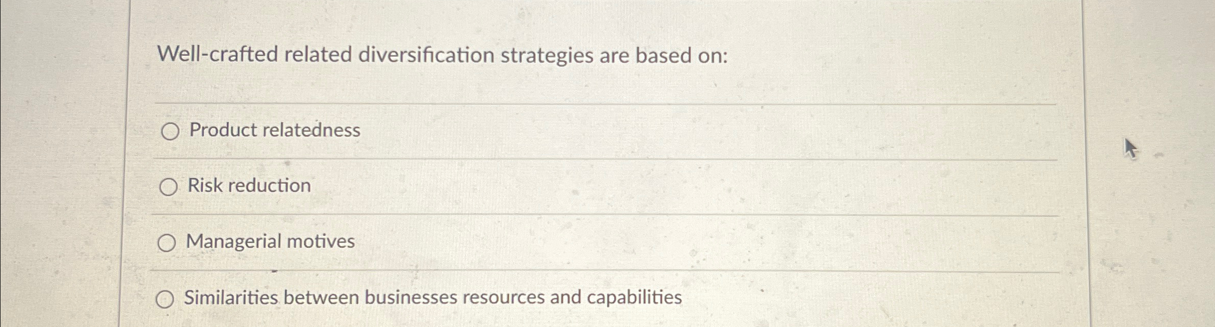 Solved Well-crafted related diversification strategies are | Chegg.com