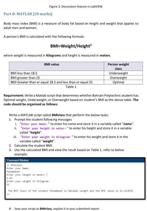 Solved Figure 3: Decoration feature in LabVIEW Part B: | Chegg.com