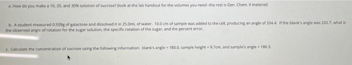 Solved How do you make a 10,20, and 30% solution of sucrose? | Chegg.com