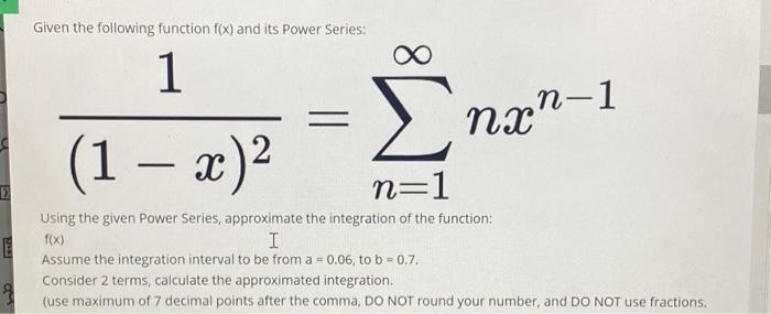 (1−x)21=∑n=1∞nxn−1 | Chegg.com