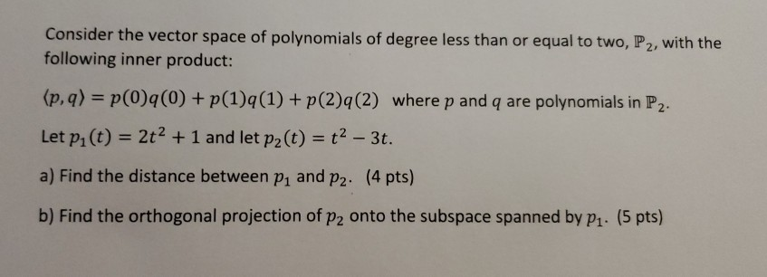 Solved Consider the vector space of polynomials of degree | Chegg.com