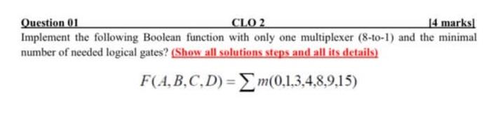 Solved Implement the following Boolean function with only | Chegg.com
