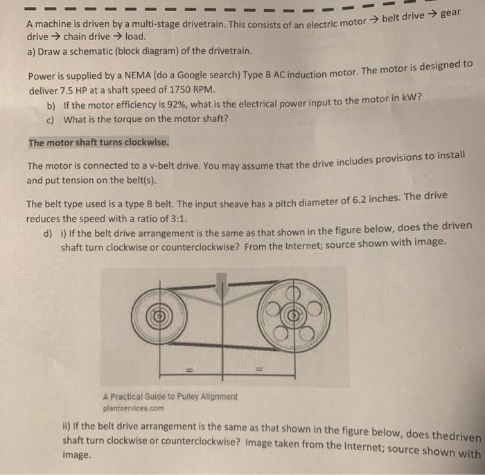Solved A machine is driven by a multi-stage drivetrain. This | Chegg.com