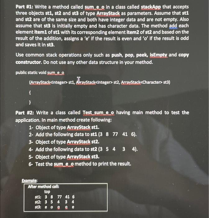 Solved Part #1: Write a method called sum. e. 0 in a class | Chegg.com