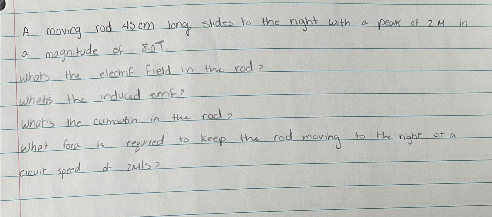 A moving rod 45cm ﻿long slides to the right with a | Chegg.com