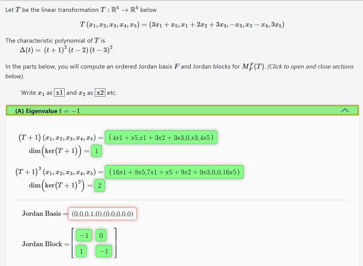 Let T ﻿be the linear transformation T:R5→R5 | Chegg.com