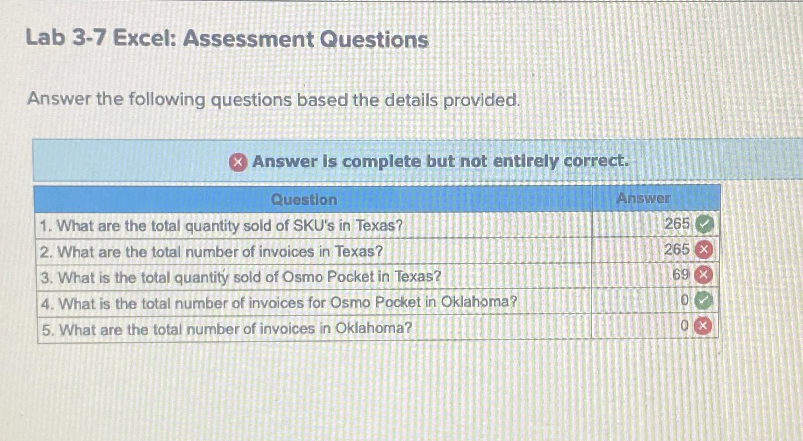 Lab 3-7 Excel: Assessment Questions\\nAnswer the | Chegg.com