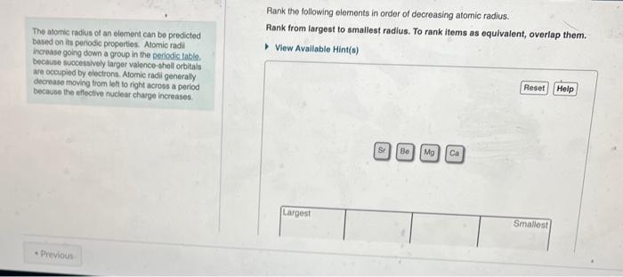 Solved The atomic radius of an element can be predicted | Chegg.com