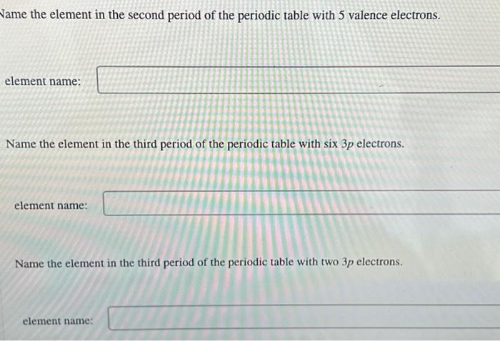 Solved fame the element in the second period of the periodic | Chegg.com