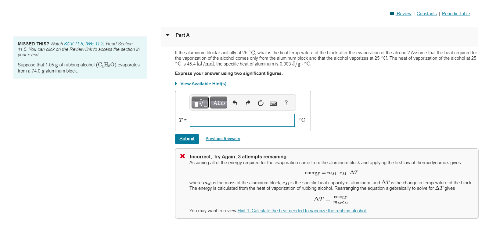 Solved Part AMISSED THIS? Watch KCV 11.5, ﻿IWE 11.3; Read | Chegg.com
