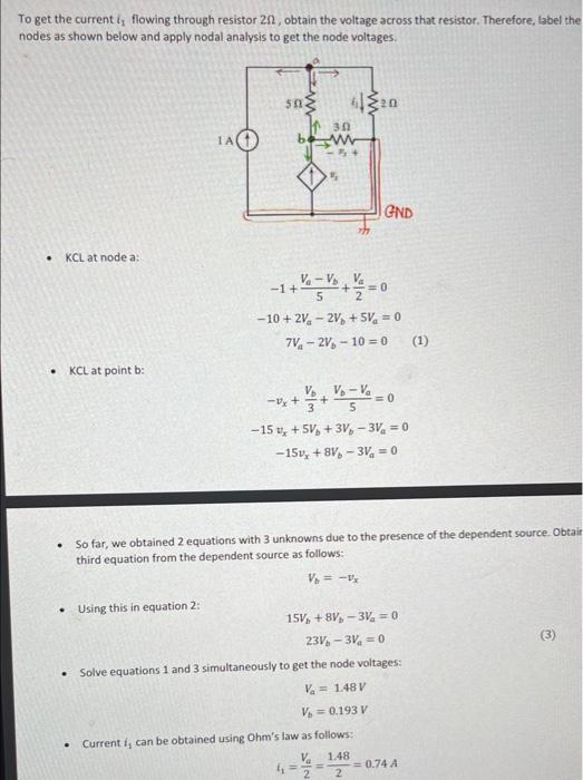 Solved To get the current i1 flowing through resistor 2Ω, | Chegg.com
