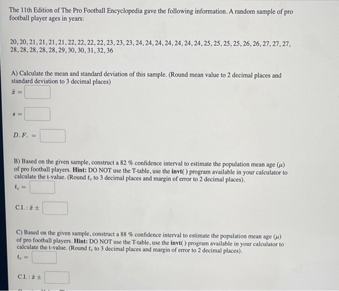 Solved The 11th Edition of The Pro Football Encyclopedia | Chegg.com
