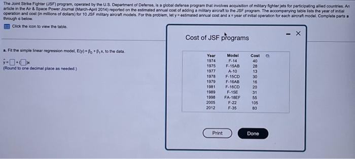 Solved The Joint Strike Fighter (JSF) program, operated by | Chegg.com