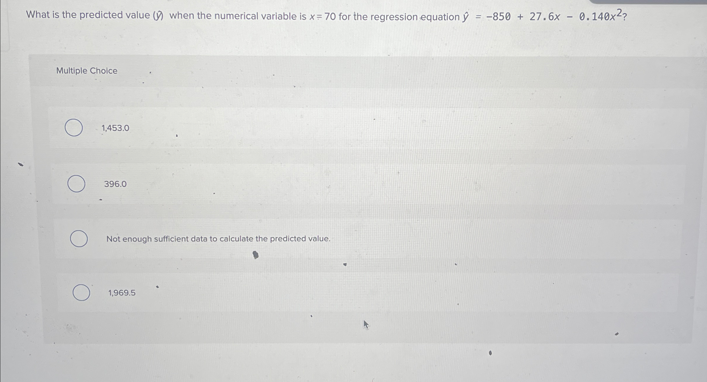 Solved What is the predicted value (hat(y)) ﻿when the | Chegg.com