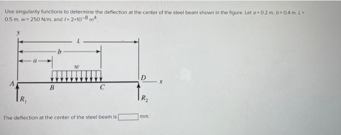 Solved Use singularity functions to determine the defiection | Chegg.com