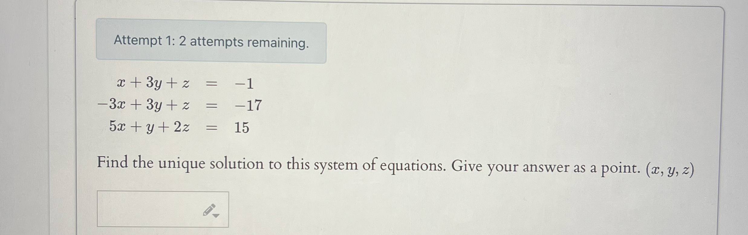 Solved Attempt 1: 2 ﻿attempts | Chegg.com