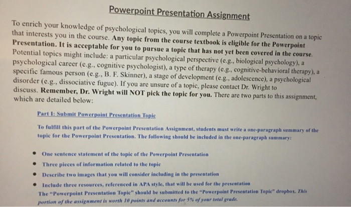 Solved Powerpoint Presentation Assignment To enrich your | Chegg.com