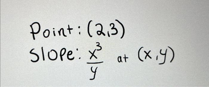 Solved Point: (2,3) Slope: yx3 at (x,y) | Chegg.com