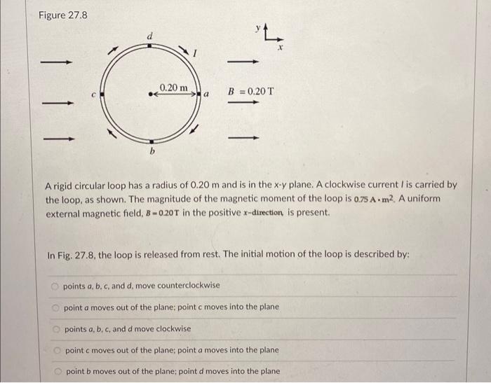 Solved Figure 27.8 A rigid circular loop has a radius of | Chegg.com