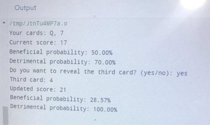 Solved Assignment: Create a Blackjack (21) game. Your | Chegg.com