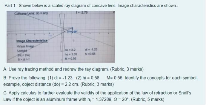 Solved Part 1. Shown below is a scaled ray diagram of | Chegg.com