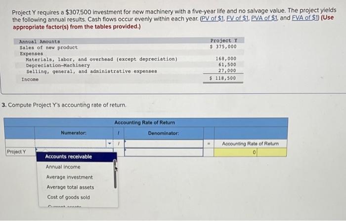 Solved Project Y requires a $307,500 investment for new | Chegg.com Solved Project Y requires a $307,500 investment for new | Chegg.com