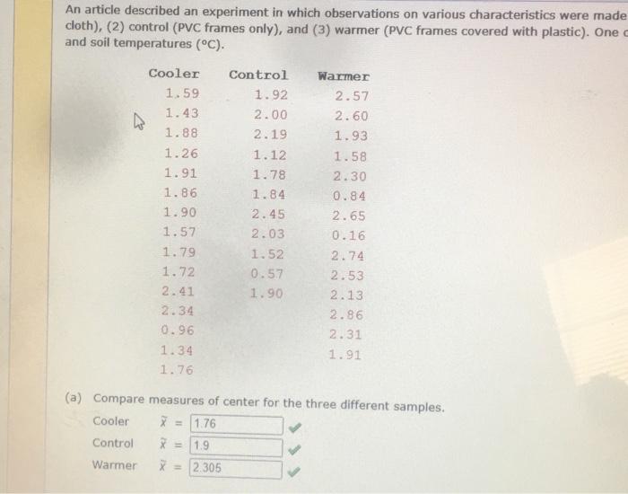 Solved calculate the standard deviations for three different | Chegg.com