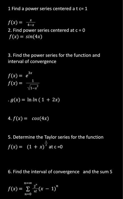 Solved 1 Find a power series centered a tc=1 f(x)=4−xx 2. | Chegg.com