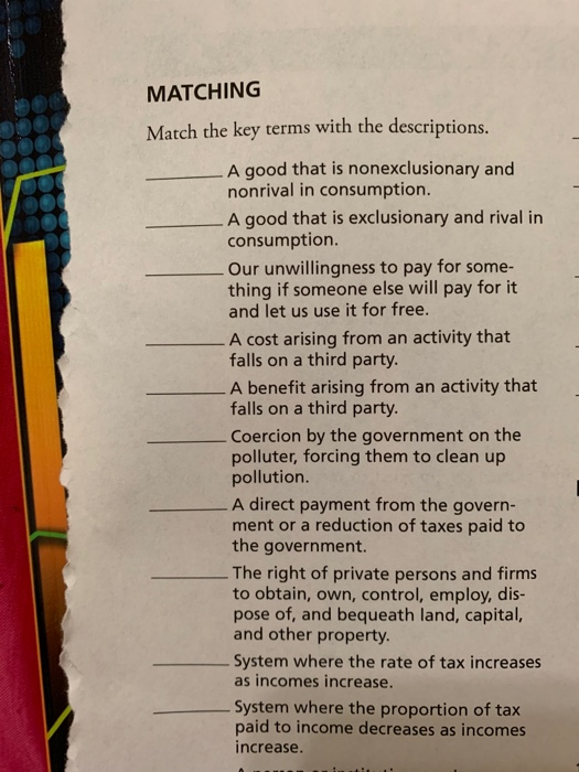 Solved MATCHING Match the key terms with the descriptions. A | Chegg.com