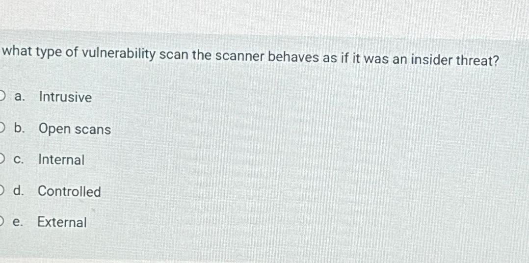 Solved what type of vulnerability scan the scanner behaves | Chegg.com