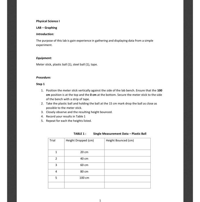 Solved Physical Science LAB - Graphing Introduction: The | Chegg.com