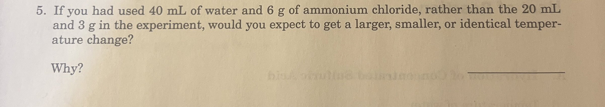 High Quality SOLUTION If you had used 40 ﻿mL of water and 6 ﻿g of ammonium | Chegg.com