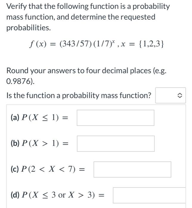Verify that the following function is a probability | Chegg.com