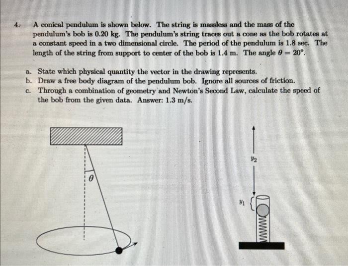 Solved A conical pendulum is shown below. The string is | Chegg.com