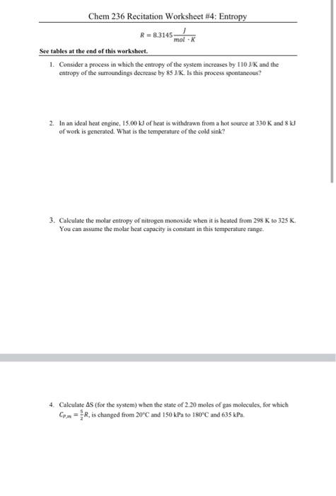 Solved R=8.3145mot⋅KJ iee tables at the end of this | Chegg.com