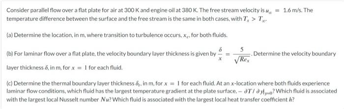 Solved Consider parallel flow over a flat plate for air at | Chegg.com
