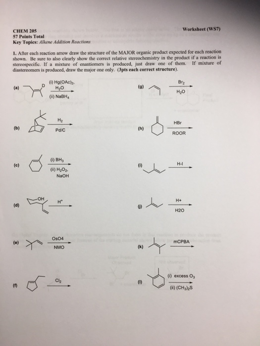 Solved CHEM 205 Worksheet (WST) 57 Points Total Key Topics: | Chegg.com