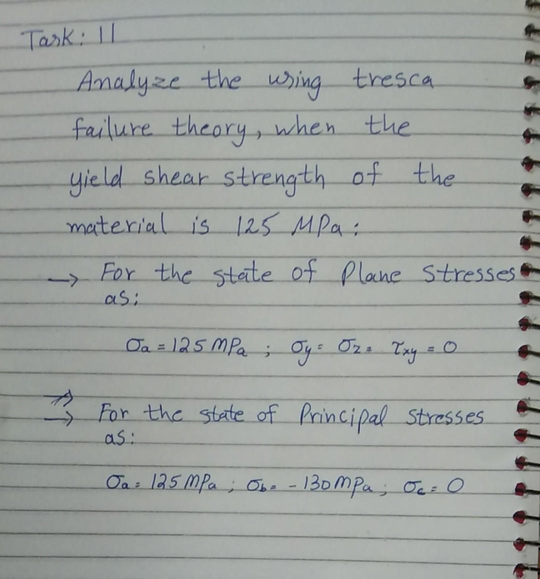 Solved Tark: Il Analyze the wing tresca failure theory, when | Chegg.com