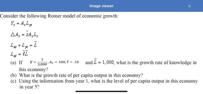 Solved Image viewer Consider the following Romer model of | Chegg.com