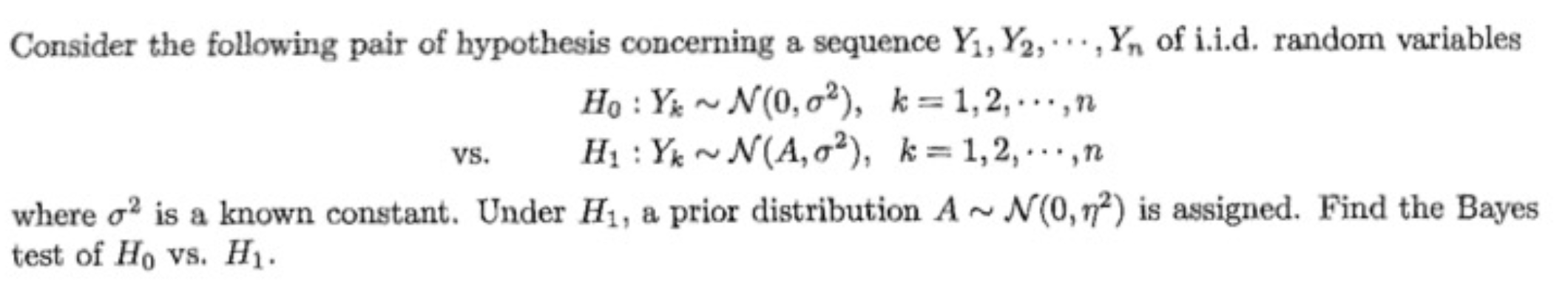 Solved Consider the following pair of hypothesis concerning | Chegg.com