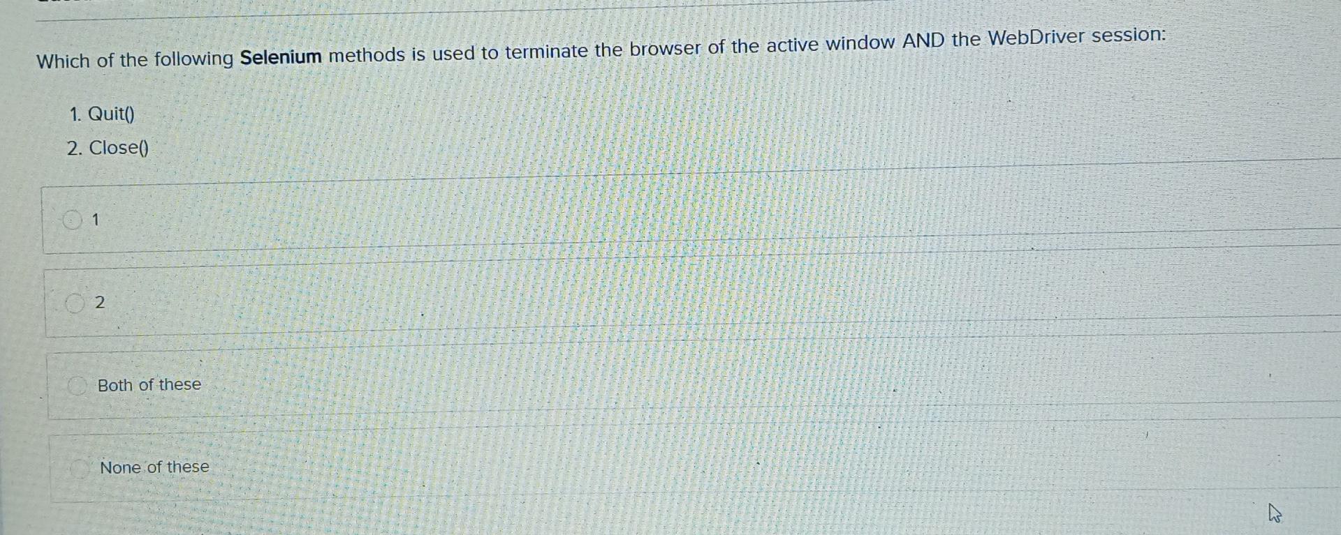 Solved Which of the following Selenium methods is used to | Chegg.com